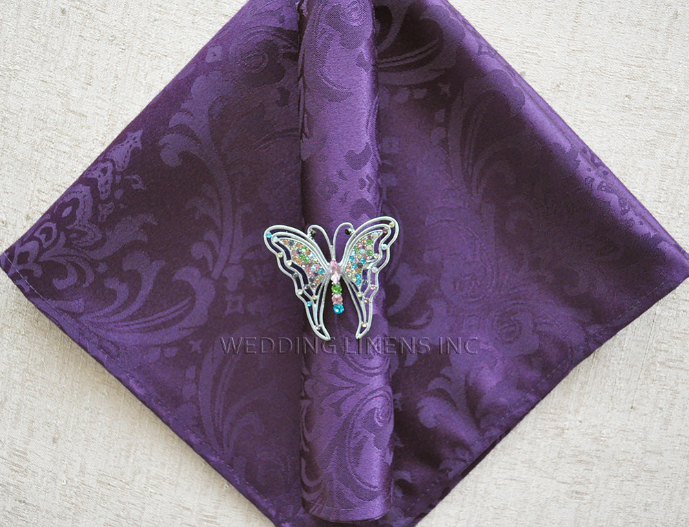 Sample Floral Damask Jacquard Polyester Napkins – Wedding Linens Inc.