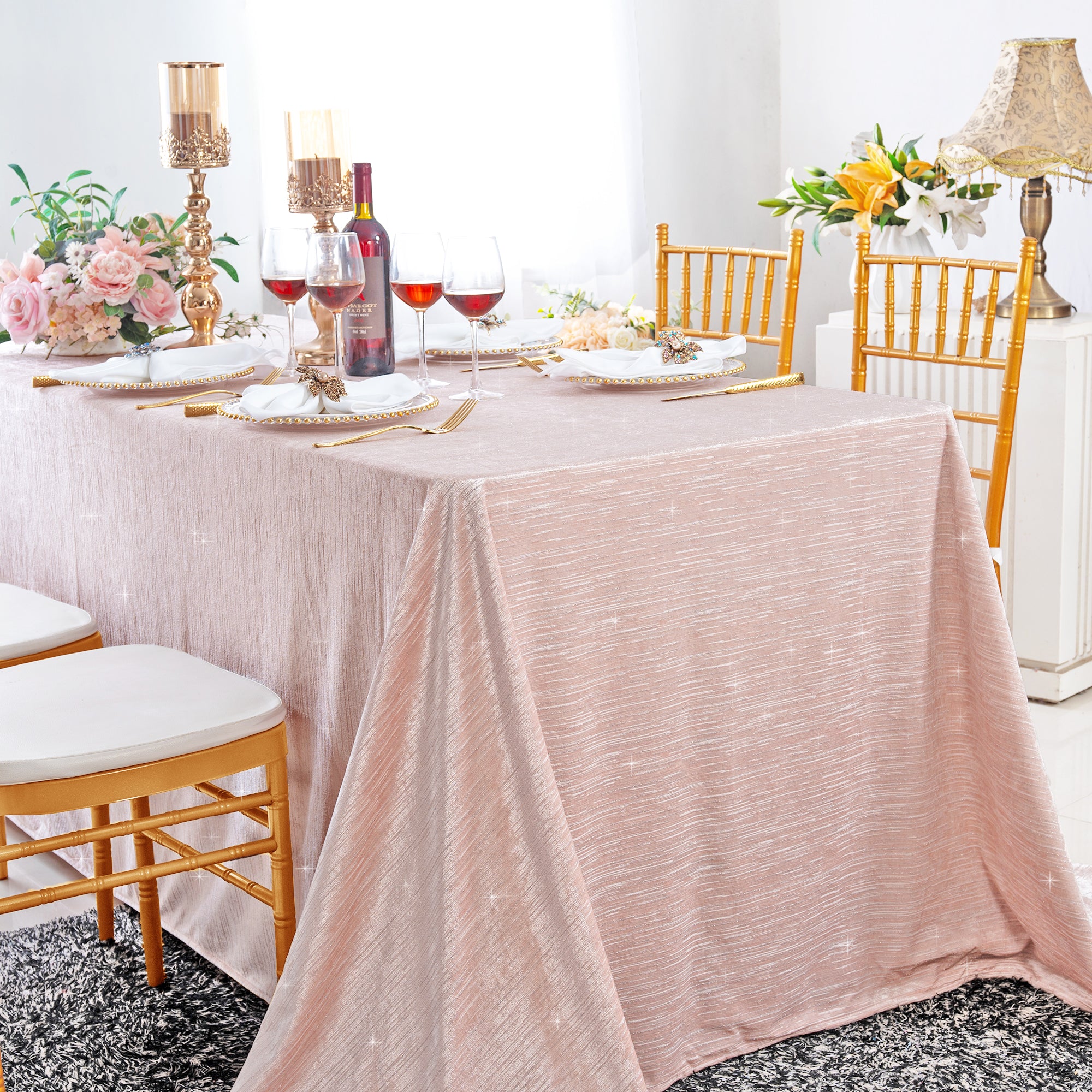 90"x156" Seamless Rectangular Chenille Shimmer Metallic Jacquard Velve ...