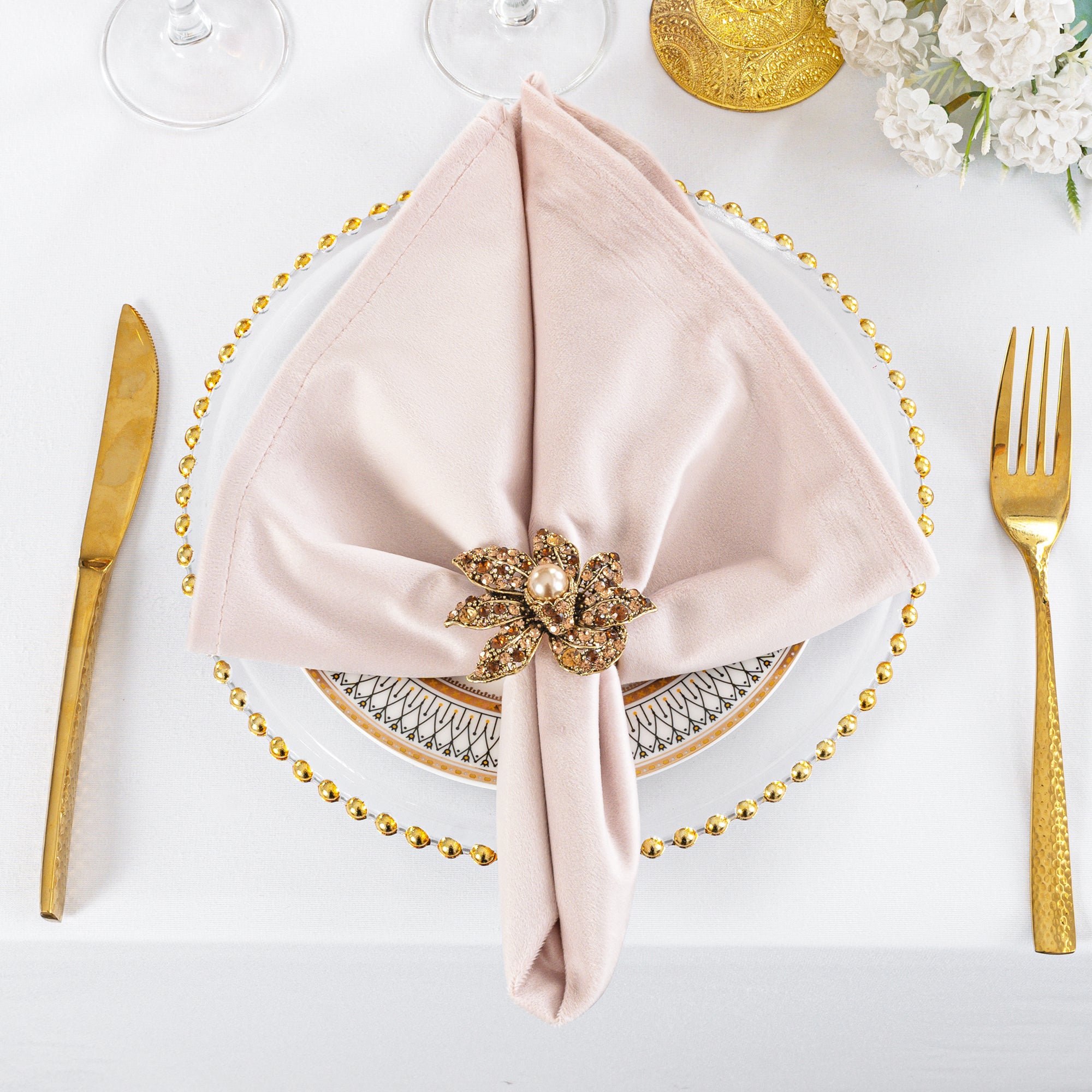 Sample 20"x20" Holland Velvet Napkins - Blush Pink/Rose Gold (1pc ...