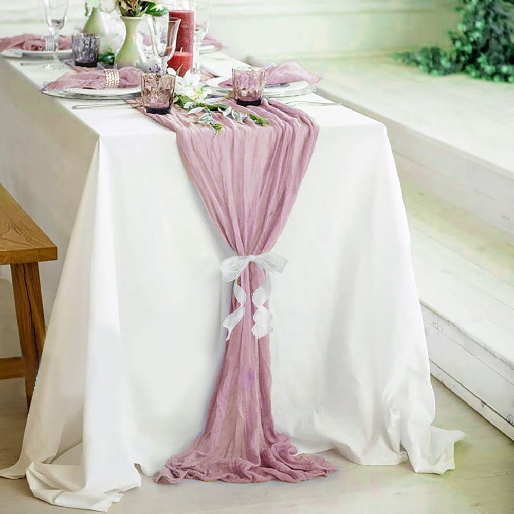 10 ft x 38" Premium Gauze Cheesecloth Table Runner - Mauve (1pc ...