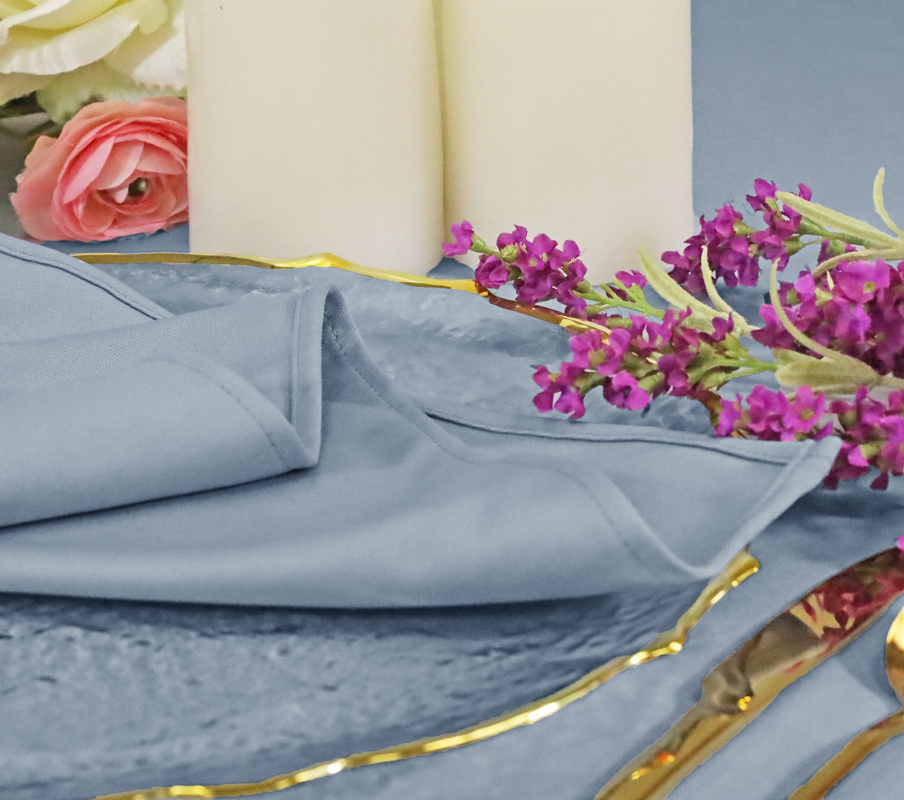 132 inch Dusty Blue Scuba (Wrinkle-Free) Tablecloths Wholesale Table ...