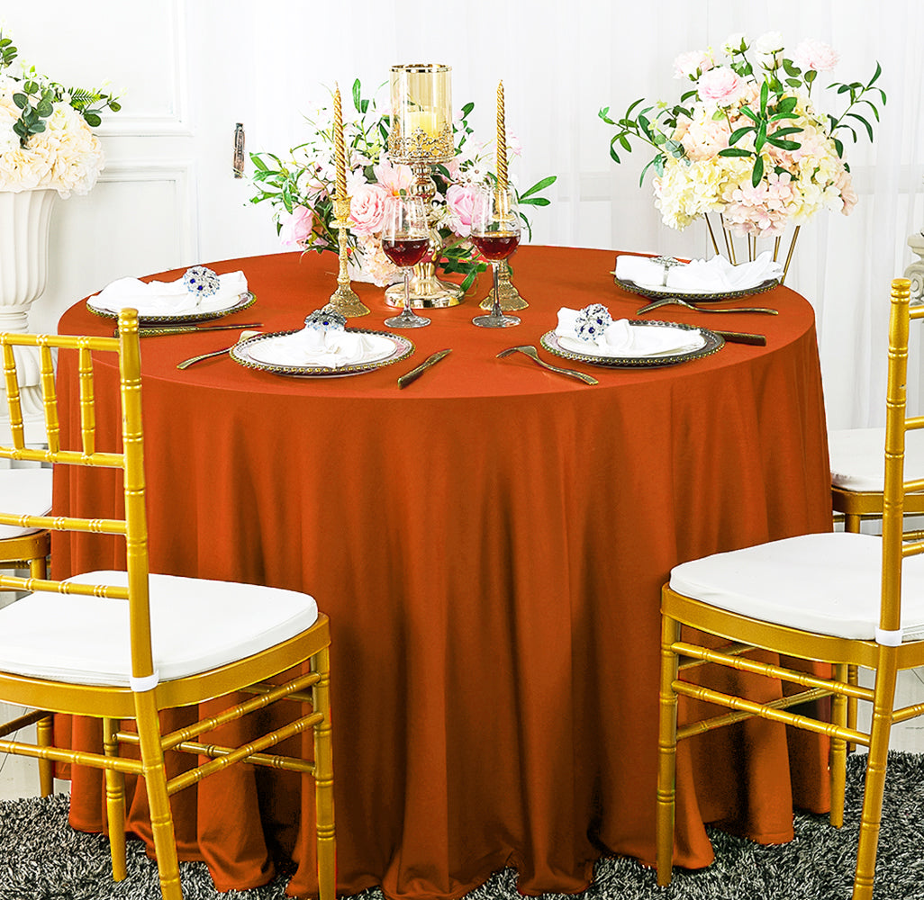 120" Seamless Round Scuba (Wrinkle-Free) (240 GSM) Tablecloth - Rust/B ...