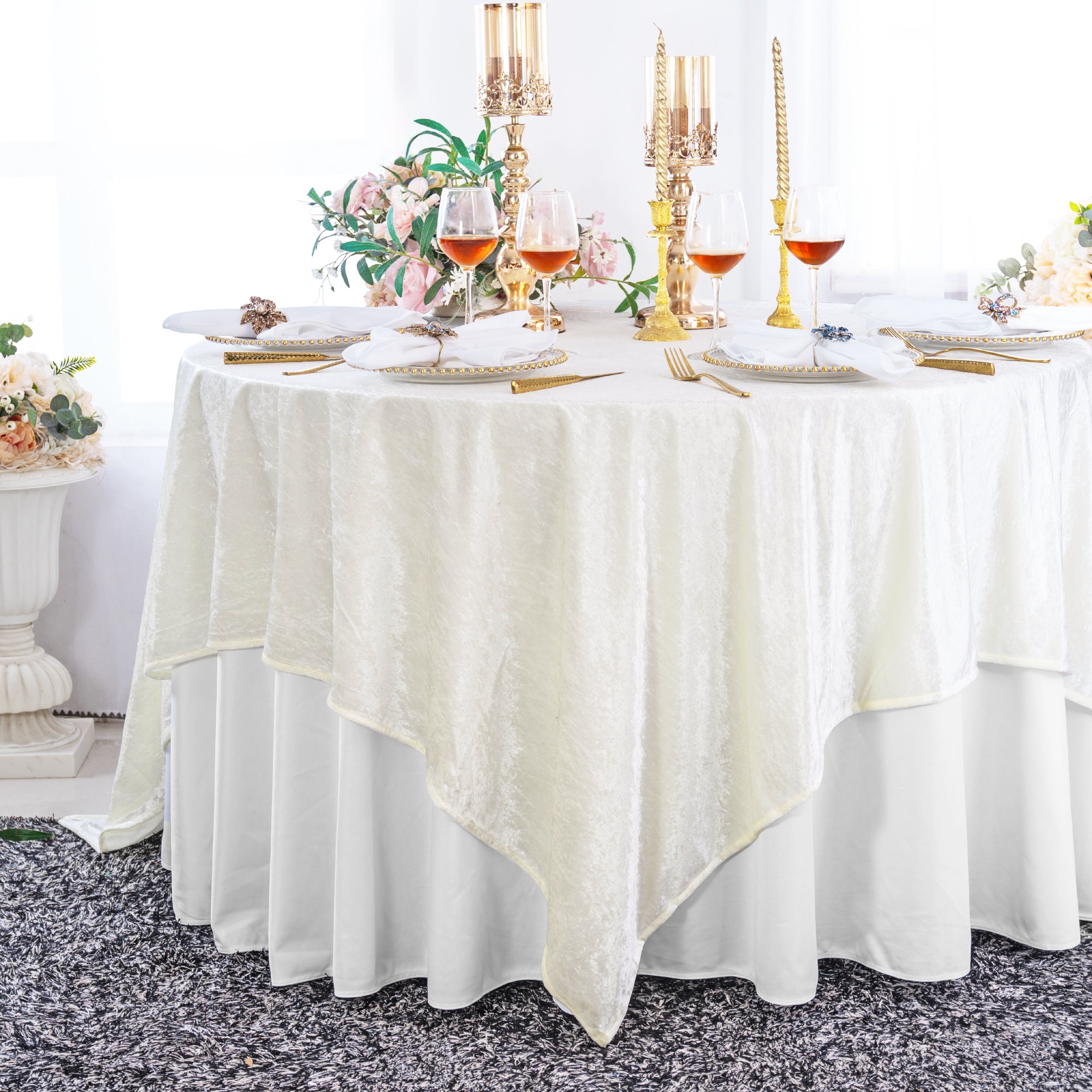 85"x85" Seamless Square Ice Crushed Velvet (200 GSM) Tablecloth/Table ...