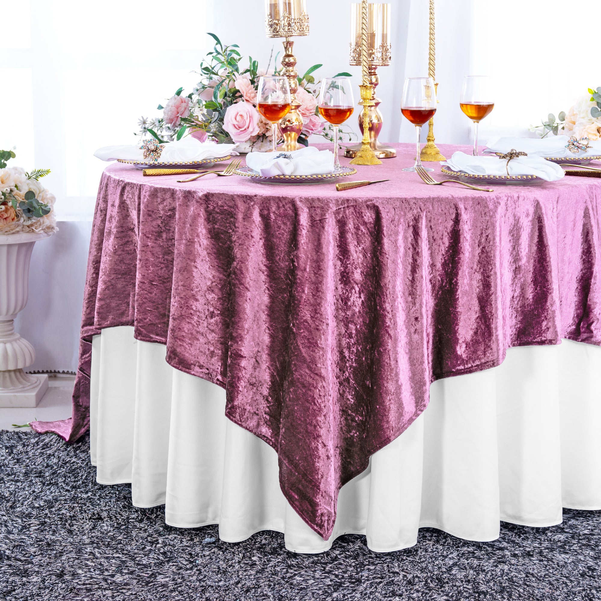 85"x85" Seamless Square Ice Crushed Velvet (200 GSM) Tablecloth/Table ...