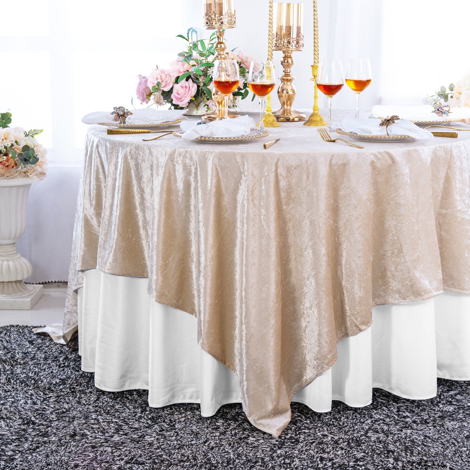 85"x85" Seamless Square Ice Crushed Velvet (200 GSM) Tablecloth/Table ...