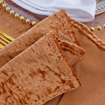 132" Round Ice Crushed Velvet (200 GSM) Tablecloth - Copper (1pc ...