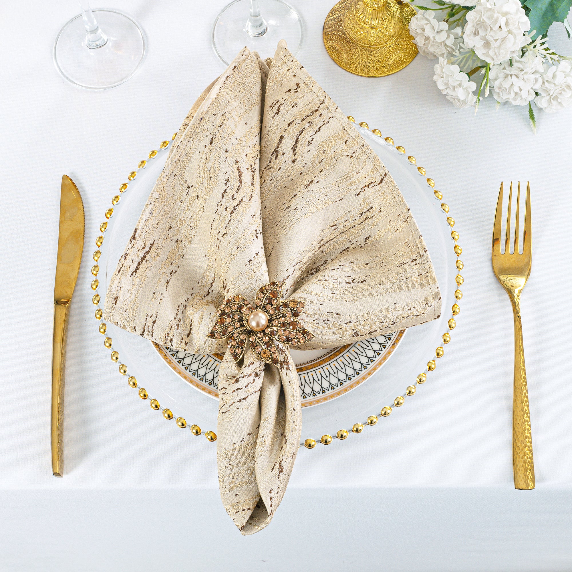Sample 20"x20" Galilean Jacquard Polyester Napkins - Champagne (1pc ...