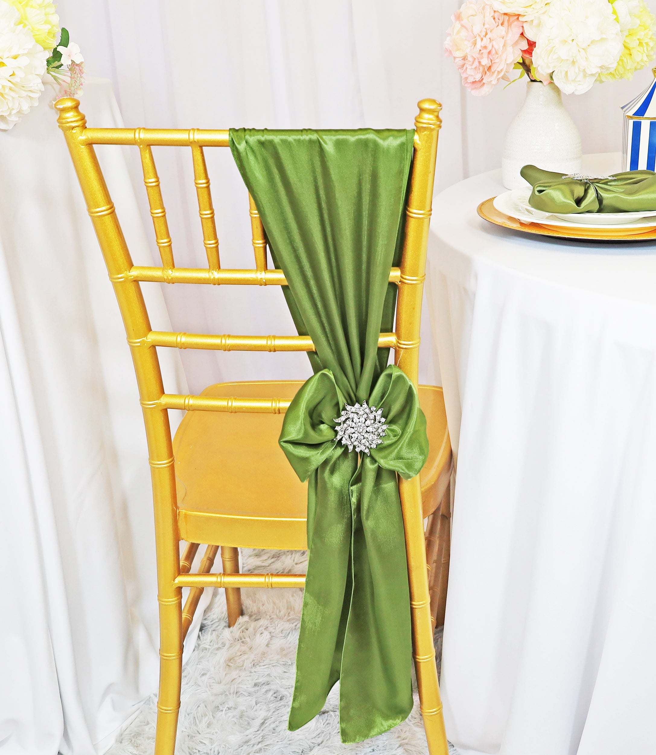 Blush Pink Satin Chair Sashes, Bows, Ties Wholesale – Wedding Linens Inc.