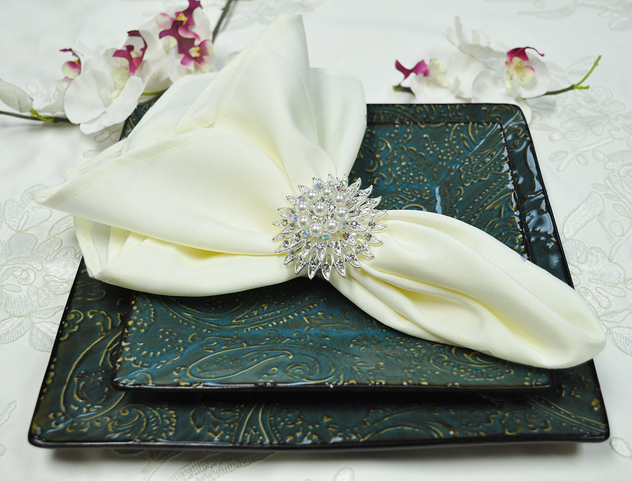 Sample 19"x19" Economy Polyester Napkins - Ivory (1pc) – Wedding Linens ...
