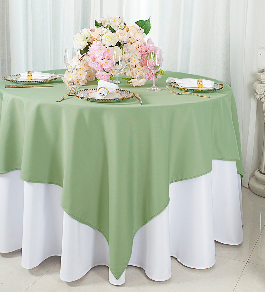 72" Square Polyester White Table Overlays Topper Tablecloths Wholesale ...