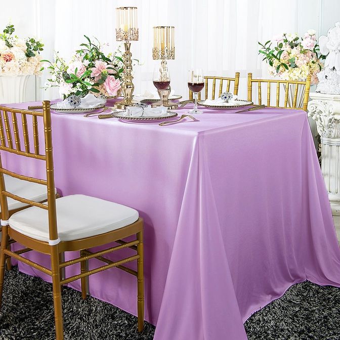 90" x 156" Scuba (Wrinkle-Free) Lilac Rectangle oblong Tablecloths ...