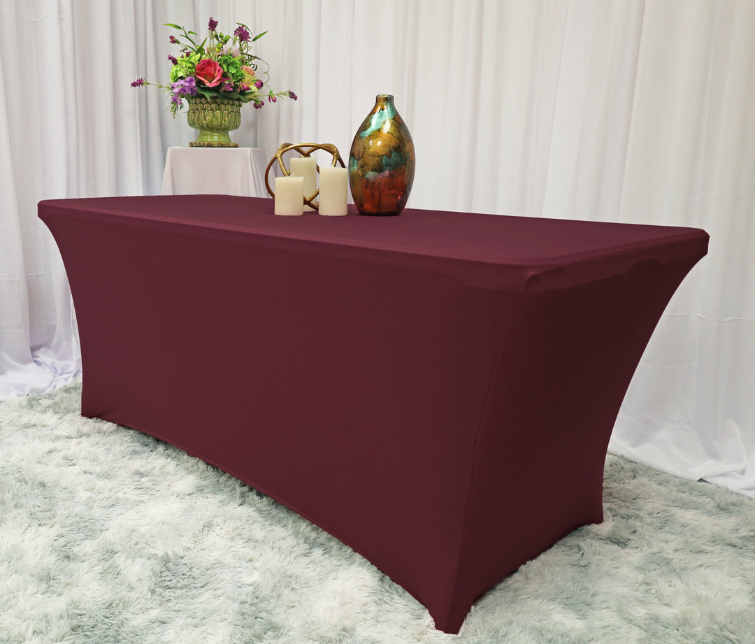 8 Ft Rectangular Burgundy Spandex Table Covers – Wedding Linens Inc.