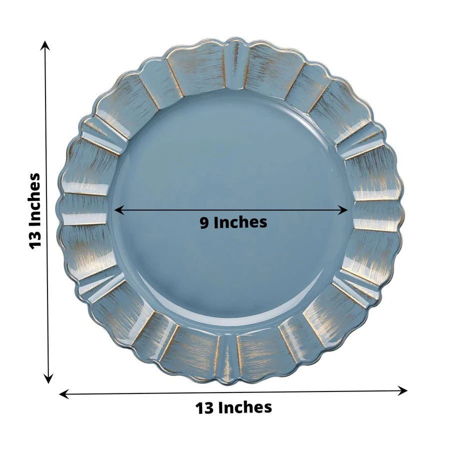 13" Baby Blue Scallop Rimmed Acrylic Charger Plates – Wedding Linens Inc.