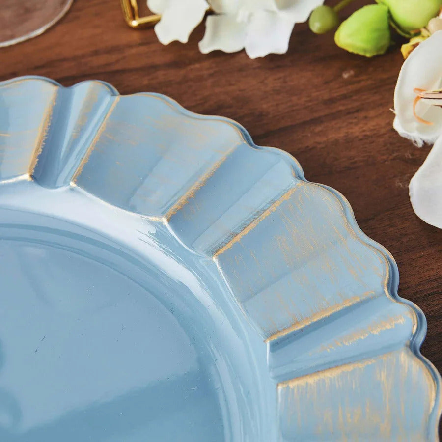 13" Baby Blue Scallop Rimmed Acrylic Charger Plates – Wedding Linens Inc.