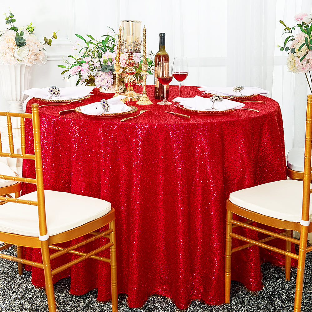 Red Sequin Tablecloth, Sequin table Cover Linens 108" wholesale ...