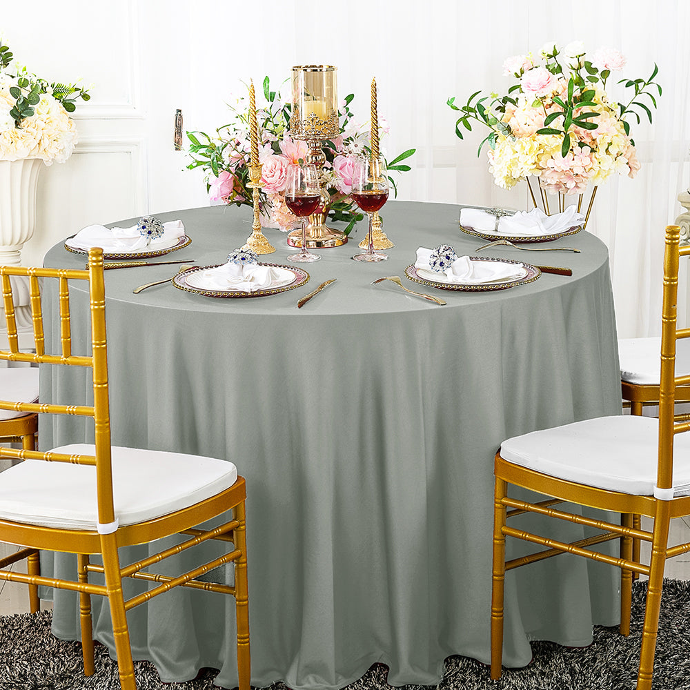 108 inch Silver Scuba (Wrinkle-Free) Tablecloths Scuba Table Cover ...