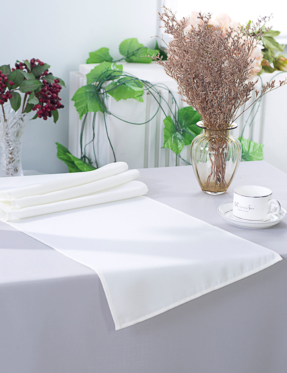 13"x108" Premium Polyester (240 GSM) Table Runners - White (1pc ...