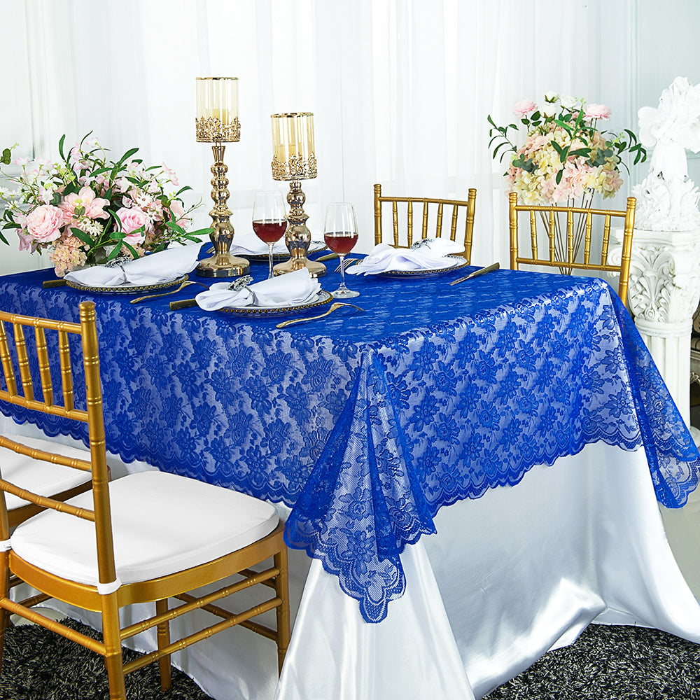 Royal Blue Rectangle Lace Table Overlays Toppers Wedding – Wedding ...