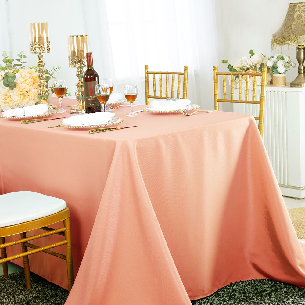 90" x 156" in. rectangular polyester tablecloth Peach / Apricot ...