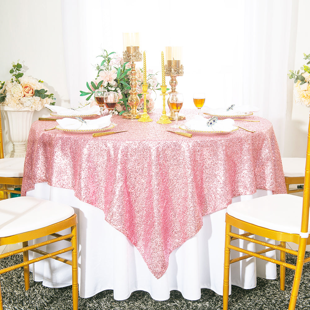 Pink Sequin Tablecloths 72"x72" Wholesale – Wedding Linens Inc.