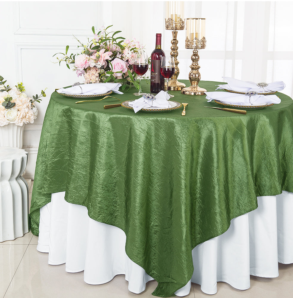Clover Crushed Crinkle Taffeta Table Overlays Toppers – Wedding Linens Inc.