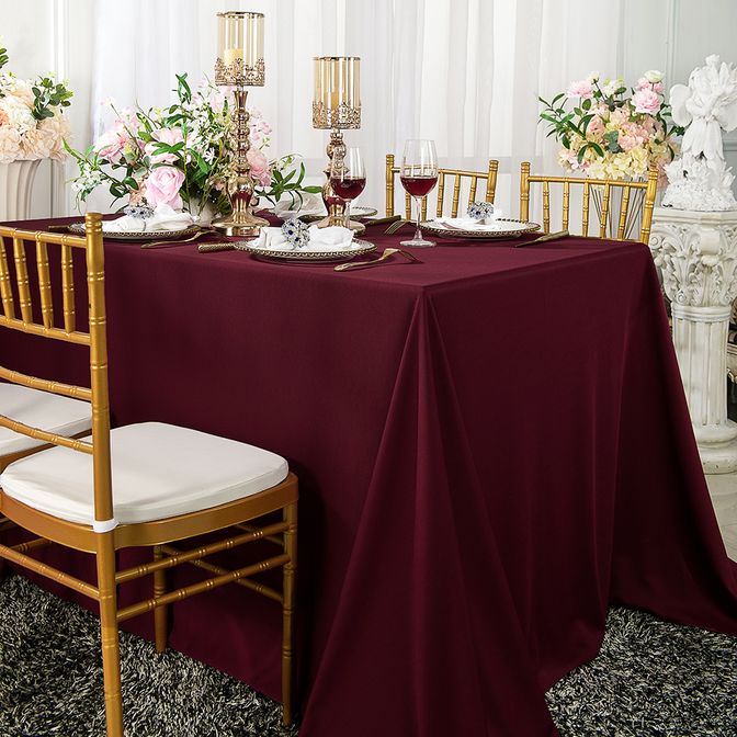 90" x 156" Scuba (Wrinkle-Free) Burgundy Rectangle oblong Tablecloths ...