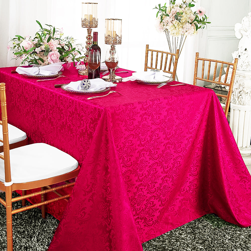 Rectangle Banquet Jacquard Damask Tablecloths - Fuchsia – Wedding ...